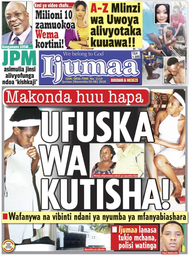 MAGAZETI YA TANZANIA LEO IJUMAA, NOVEMBA 02, 2018 – Global Publishers