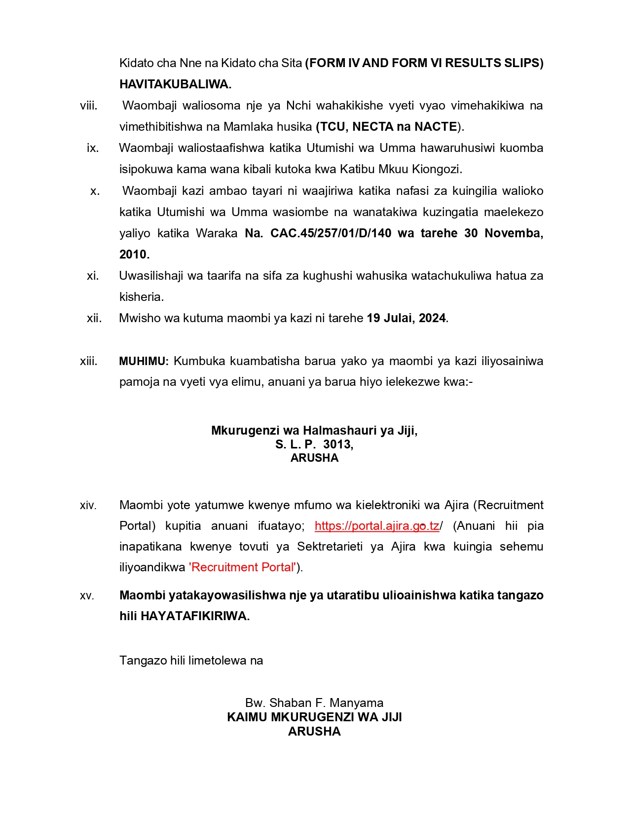 Nafasi za Kazi 52 Halmashauri ya Jiji la Arusha, Bofya Hapa – Global ...