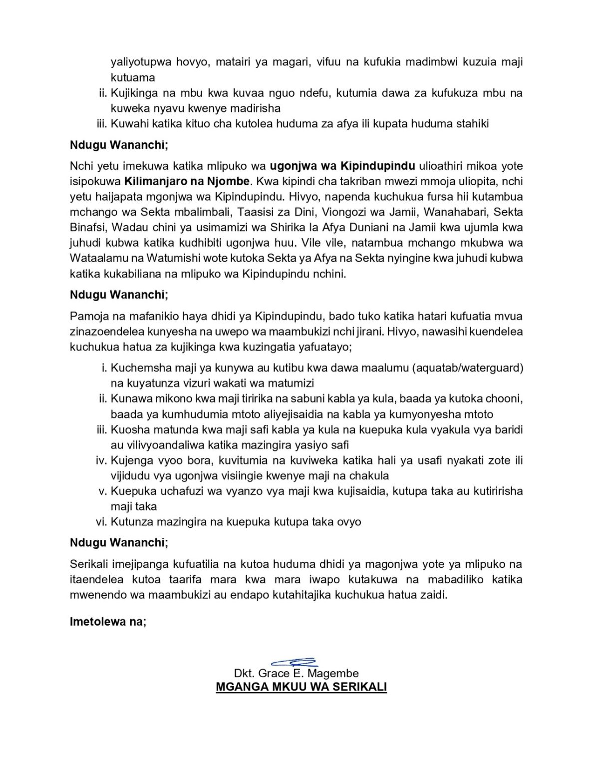 Wizara ya Afya Yatoa Tahadhari Ongezeko la Influenza, UVIKO-19, Dengue ...